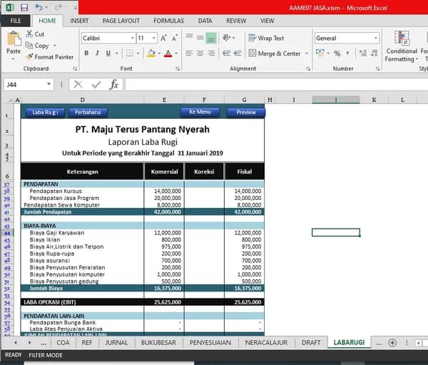 aplikasi akuntansi excel canggih untuk menyusun Laporan Laba Rugi ...